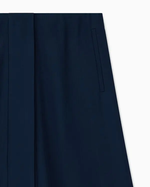 Giorgio Armani Midi Skirt In Triple Silk Georgette With Front Slit - Blue