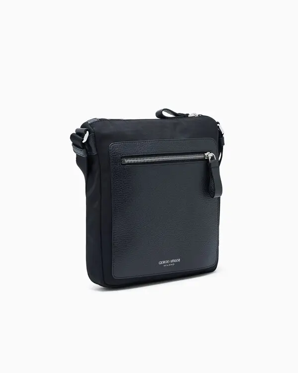 Giorgio Armani Nylon And Pebbled Leather Crossbody Bag