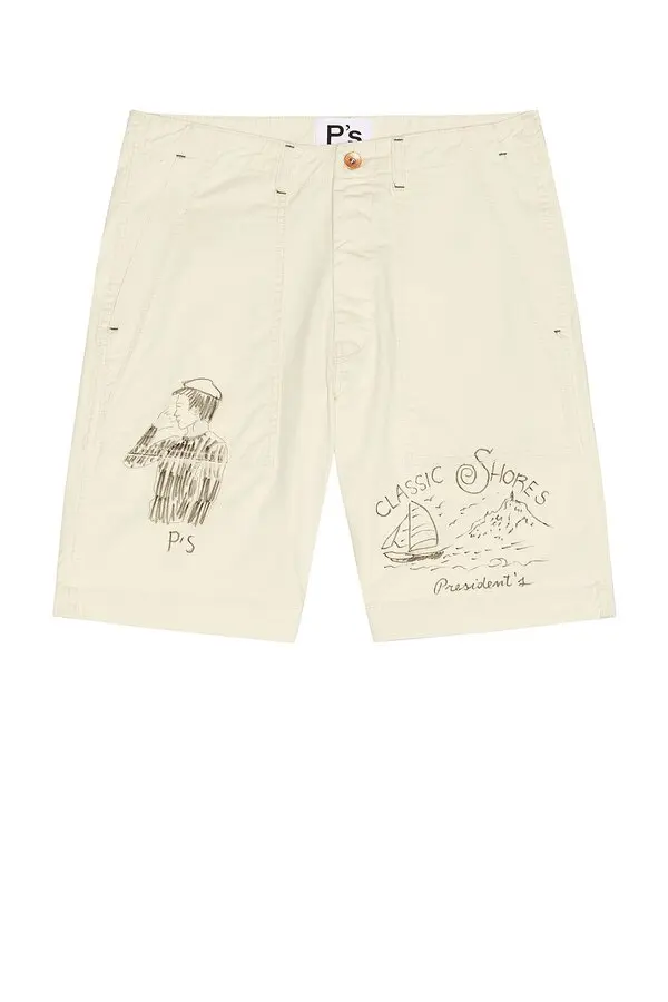 President's Bermuda Fatigue Shorts - Ecru
