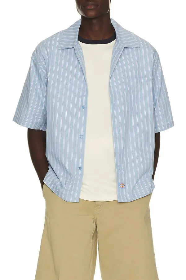 Dickies Venedocia Stripe Shirt In Baby Blue - Endless Sky