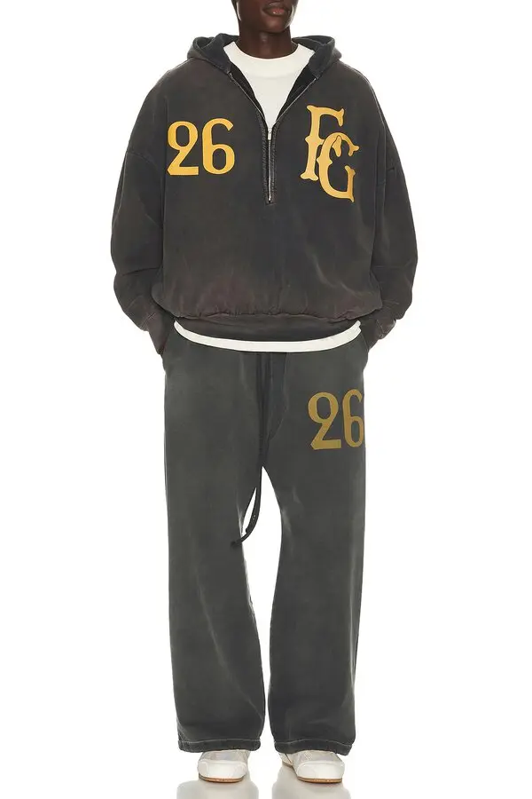 Fear Of God Baseball Club Half Zip Hoodie In Charcoal