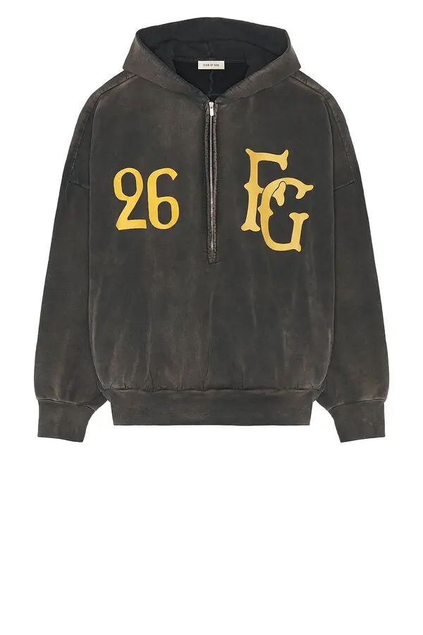 Fear Of God Baseball Club Half Zip Hoodie In Charcoal