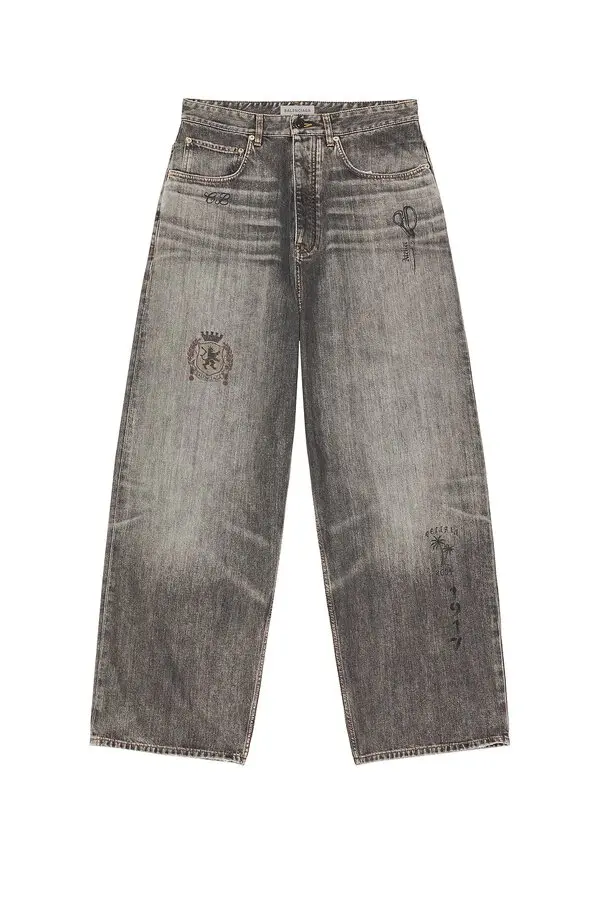 Balenciaga Tattoo Baggy Jeans - Dark Grey