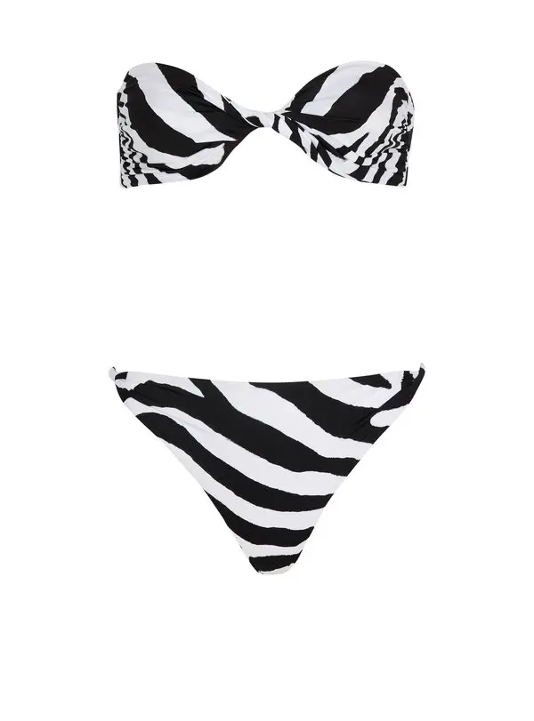 Balmain Zebra Print Two-piece Swimsuit - Black