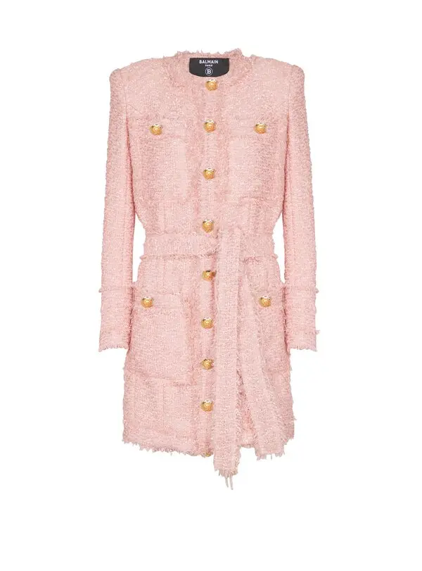 Balmain Sequinned Tweed Jacket With Metal Coin Buttons
