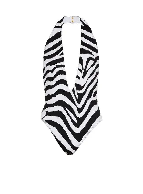 Balmain Zebra Print One-piece Swimsuit