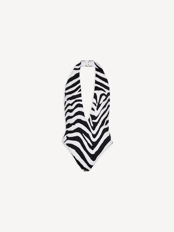 Balmain Zebra Print One-piece Swimsuit - Black