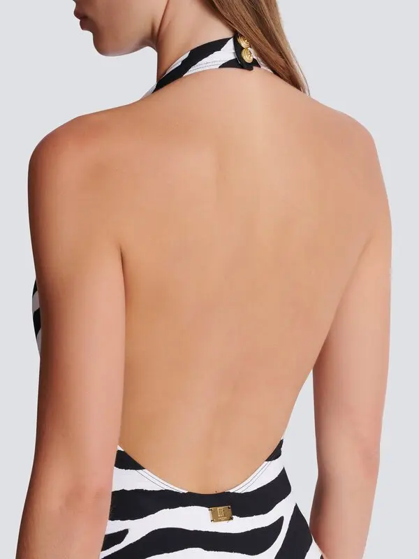 Balmain Zebra Print One-piece Swimsuit - Black