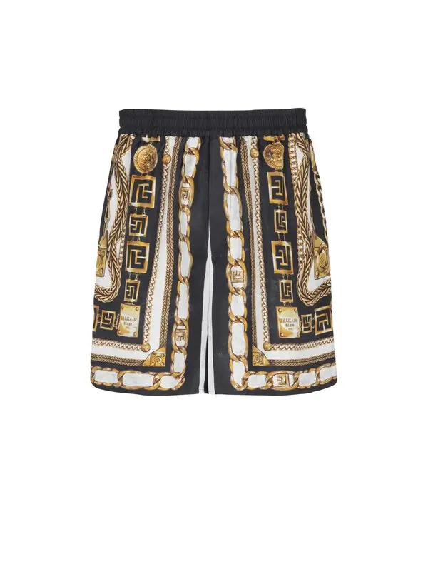 Balmain Foulard Chaînes Printed Slinky Shorts - Multicolor