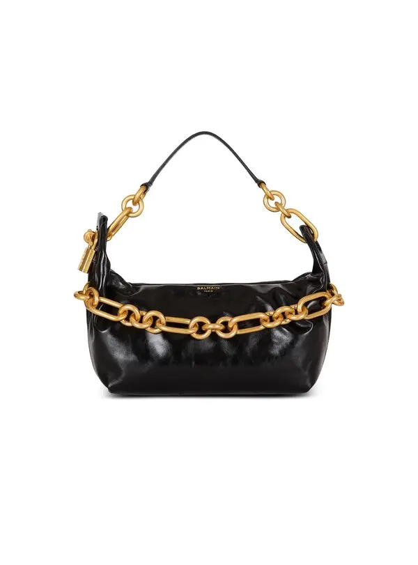 Balmain Medium Calfskin Leather Sync Bag With Gold Hardware - Black