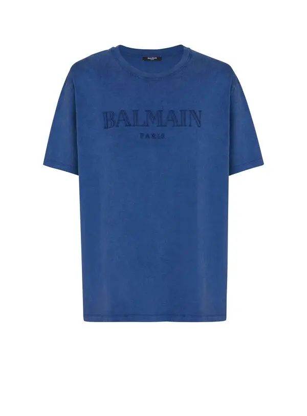 Balmain Loose T-shirt With Vintage Embroidery - Navy