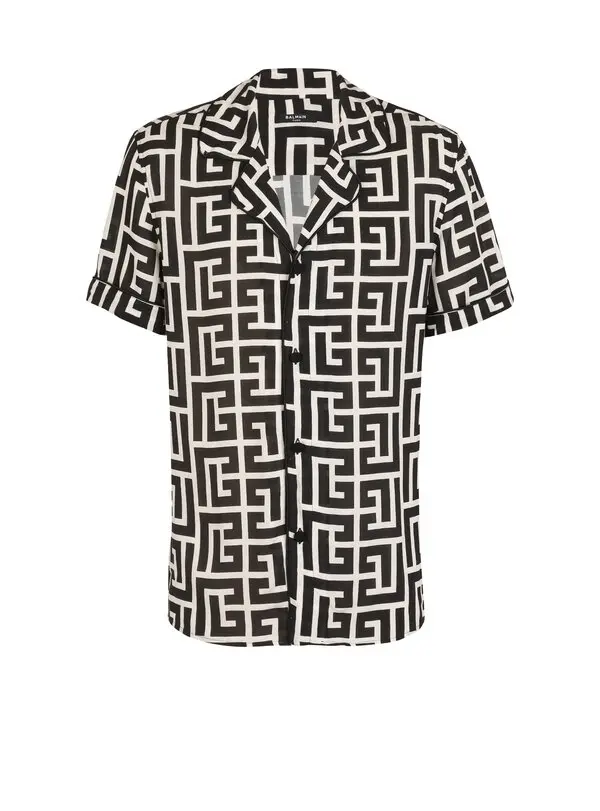 Balmain Short-sleeved Monogrammed Shirt - Black