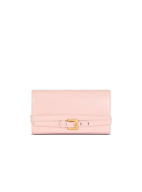 Balmain Shuffle Calfskin Wallet With Chain - Pink
