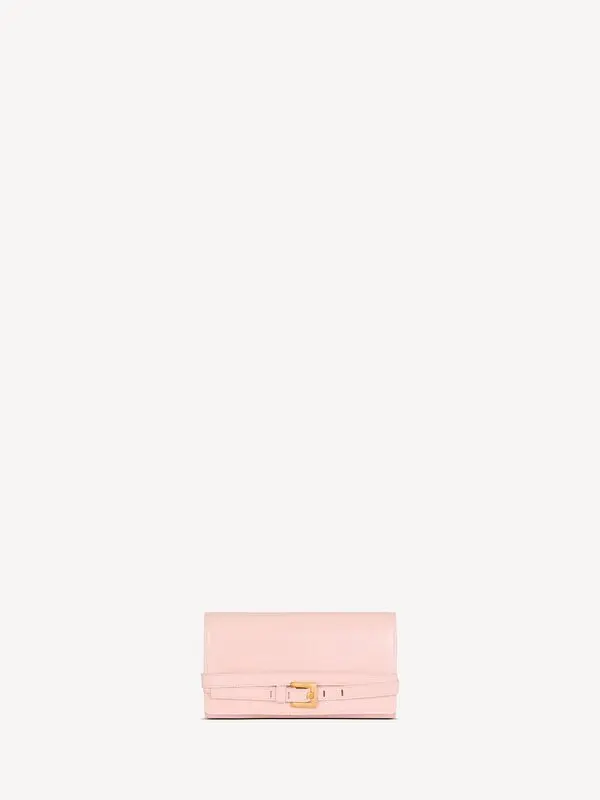 Balmain Smooth Leather Shuffle Wallet With Chain Strap - Pink