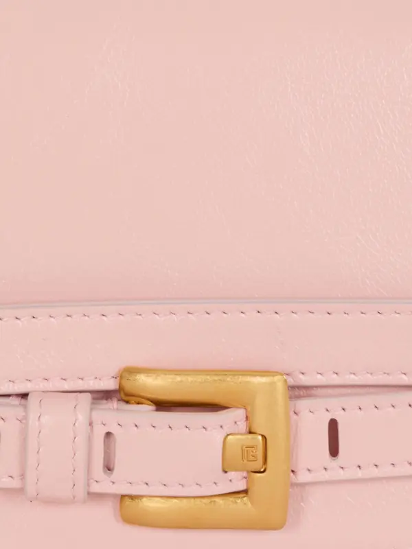 Balmain Smooth Leather Shuffle Wallet With Chain Strap - Pink