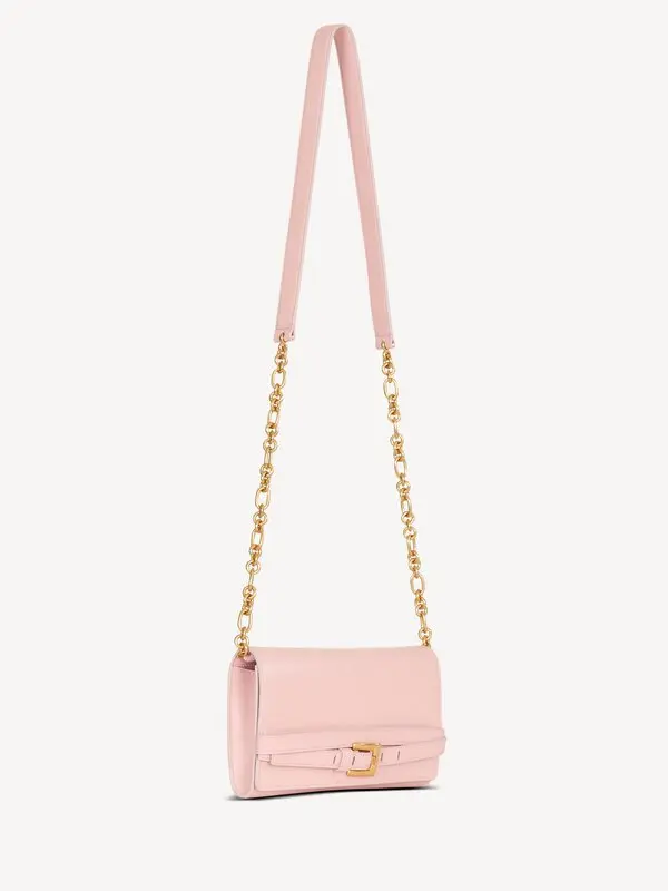 Balmain Smooth Leather Shuffle Wallet With Chain Strap - Pink