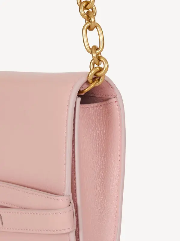 Balmain Smooth Leather Shuffle Wallet With Chain Strap - Pink