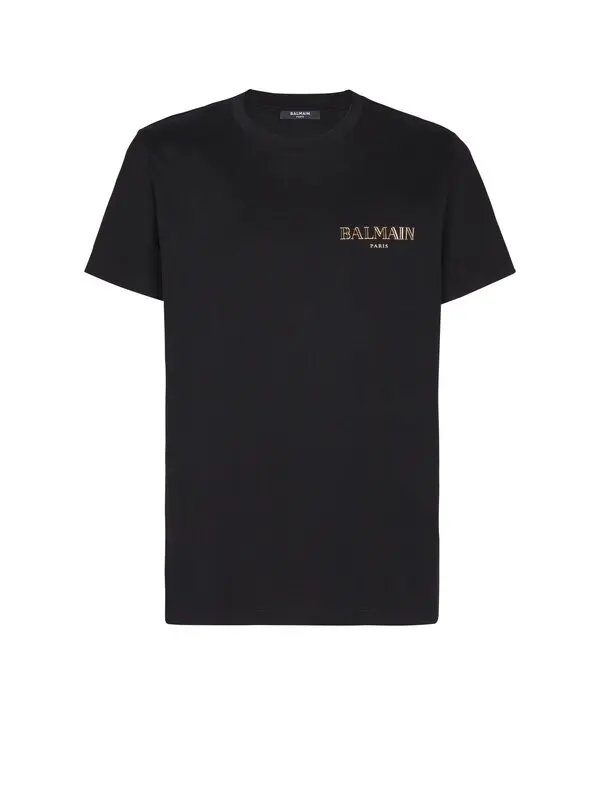 Balmain T-shirt With Vintage Gel Logo - Black