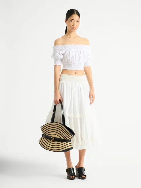 Balmain Long Gathered Ruffle Skirt