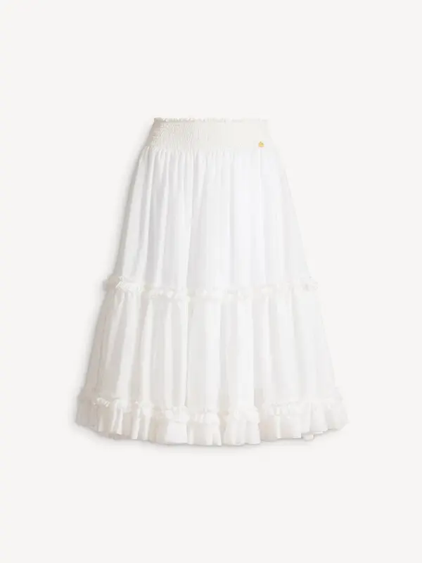 Balmain Long Gathered Ruffle Skirt