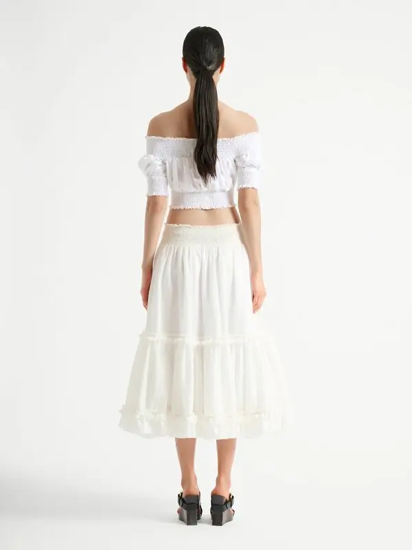 Balmain Long Gathered Ruffle Skirt