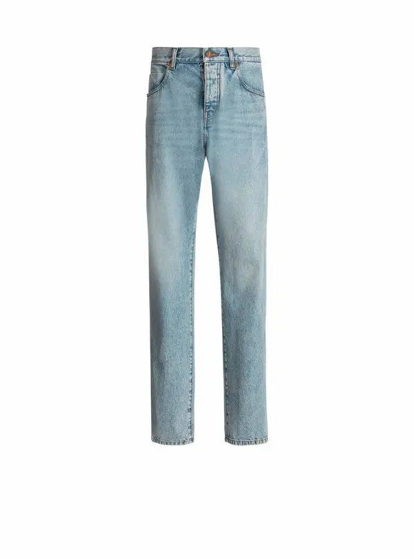 Balmain Faded Denim Loose-fit Jeans - Blue