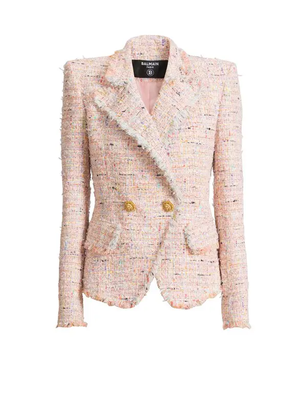 Balmain Tweed 2-button Jacket - Pink