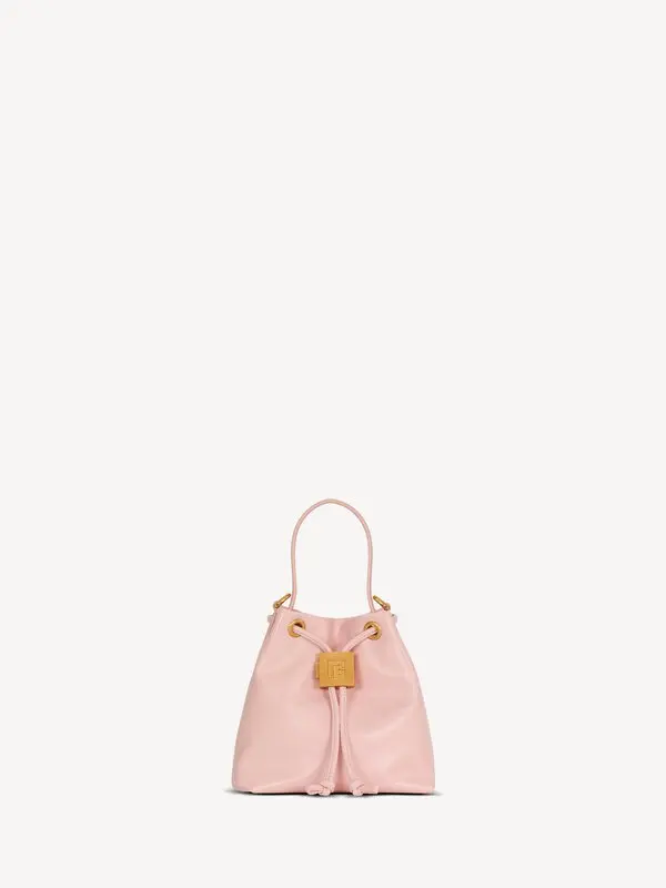 Balmain Mini Pulse Bucket Bag In Smooth Leather - Pink
