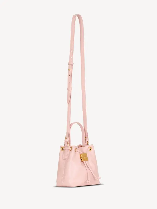 Balmain Mini Pulse Bucket Bag In Smooth Leather - Pink