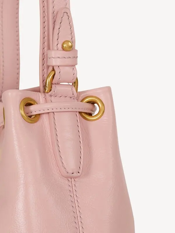 Balmain Mini Pulse Bucket Bag In Smooth Leather - Pink