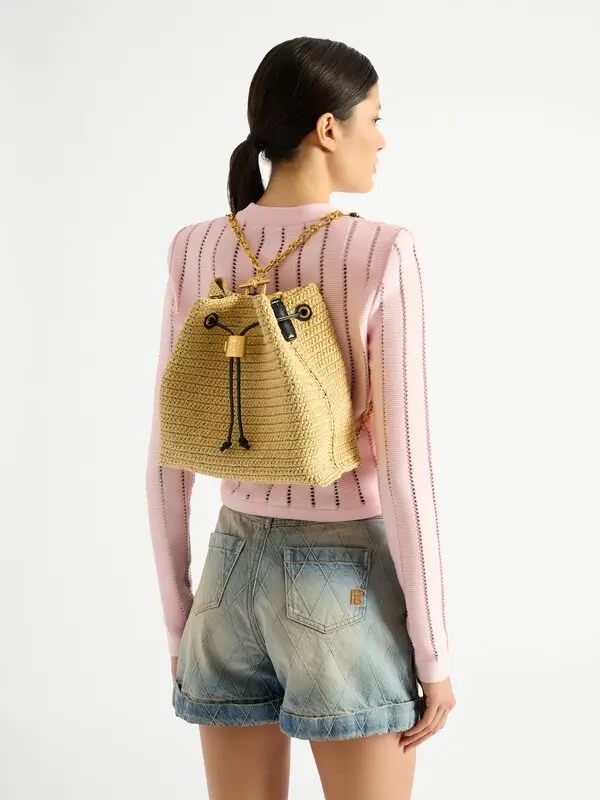 Balmain Pulse Crochet And Leather Backpack