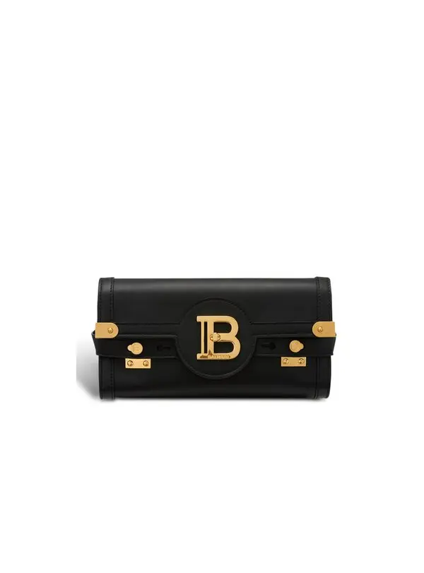 Balmain B-buzz 23 Clutch Bag In Smooth Calfskin - Black