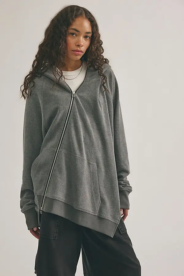 ASPARAGUS Curved Asymmetrical Zip-up - Grey