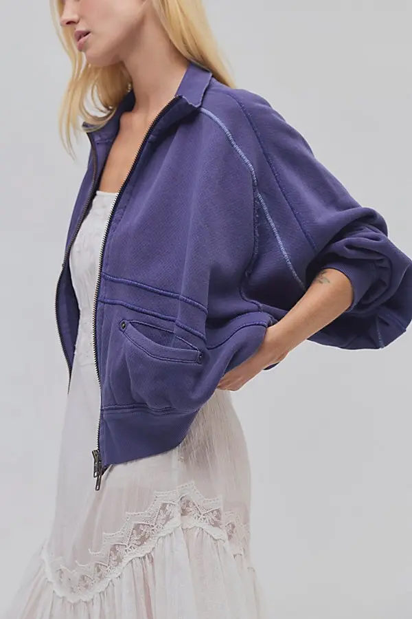 Free People We The Free Thunder Zip-up Cardigan - Blueprint