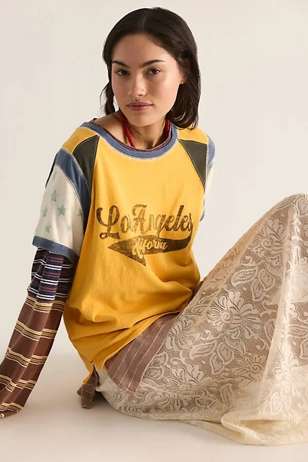 Free People We The Free Wren Tee With Vintage Athletic Details