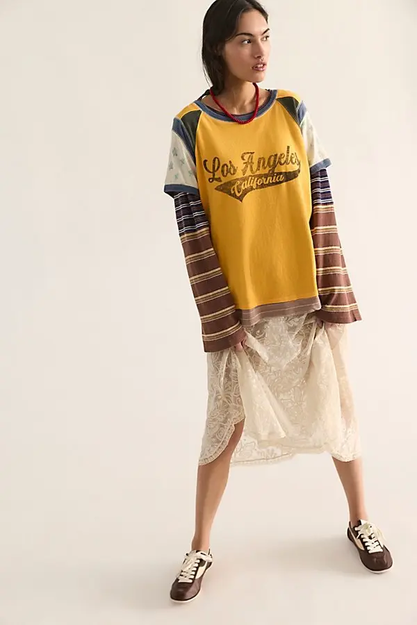 Free People We The Free Wren Tee With Vintage Athletic Details