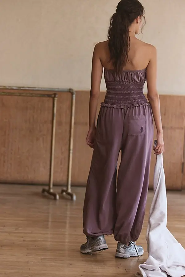 Free People Moonwake Strapless Smocked Jumpsuit - Moonscape