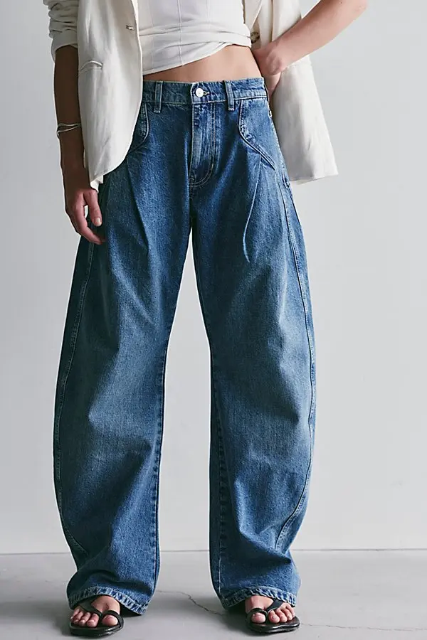Free People We The Free Golden Hour Trouser Jeans - Deacon Blue