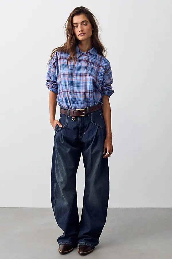 Free People We The Free Golden Hour Trouser Jeans - Steely Blue
