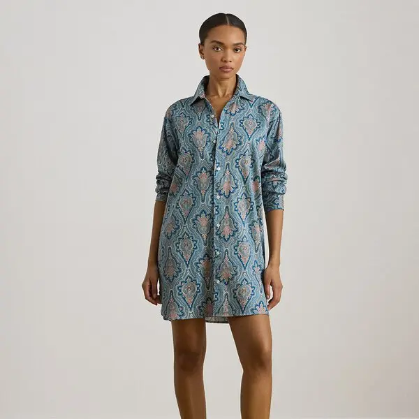 Ralph Lauren Paisley Cotton-blend-sateen Sleep Shirt - Multi Paisley