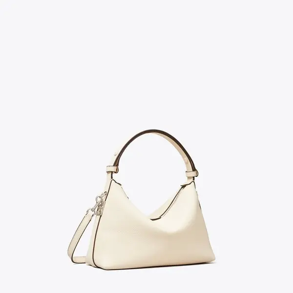 Tory Burch Mellow Shoulder Bag In Pebbled Leather - Light Cream