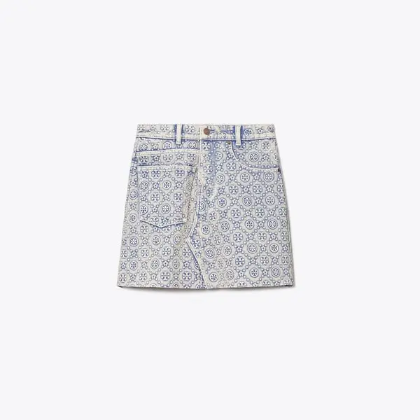 Tory Burch T Monogram Jacquard Denim Mini Skirt