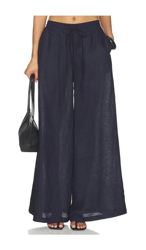 Susana Monaco Wide Leg Linen Pants - Navy