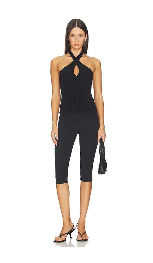 Susana Monaco Cross Front Gathered Halter Top