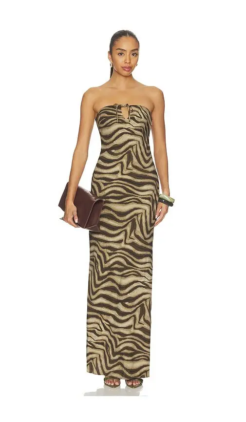 Superdown Riya Strapless Maxi Dress With Front Tie Detail - Brown
