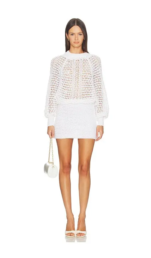Balmain Batwing Dentelle Crochet Knit Dress - Ivory