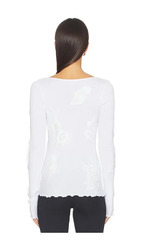 OPERASPORT Elva Ribbed Jersey Top With Lace Detailing