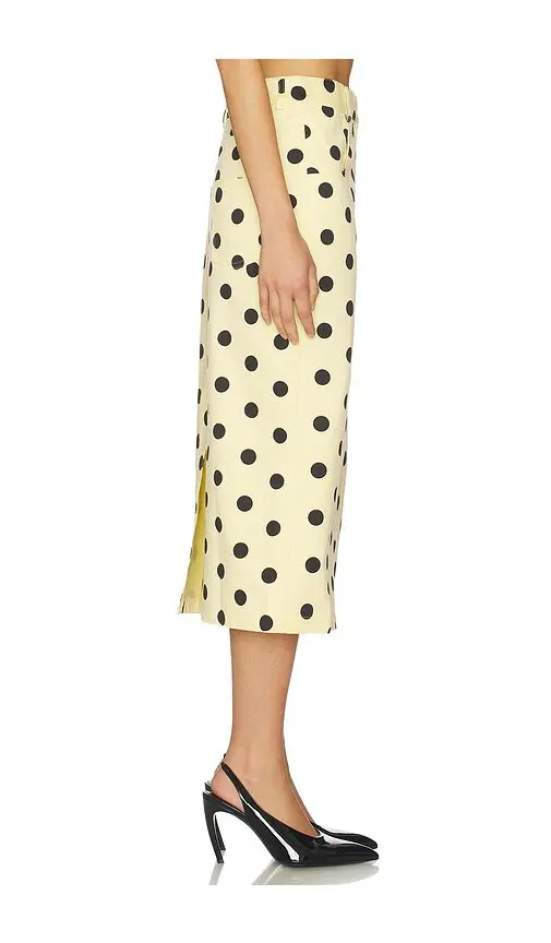 FRANÃ§OISE Françoise Polka Dot Twill Midi Skirt