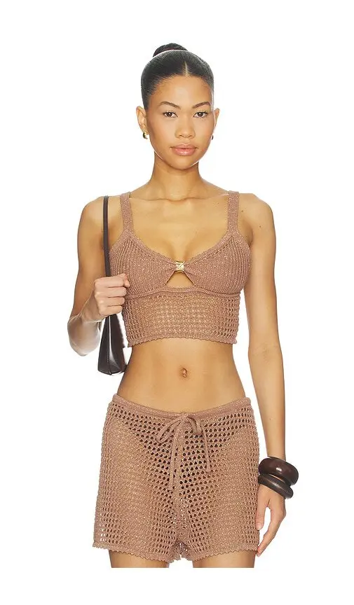 L'Agence Tracy Pointelle Knit Bralette In . Also - Brown