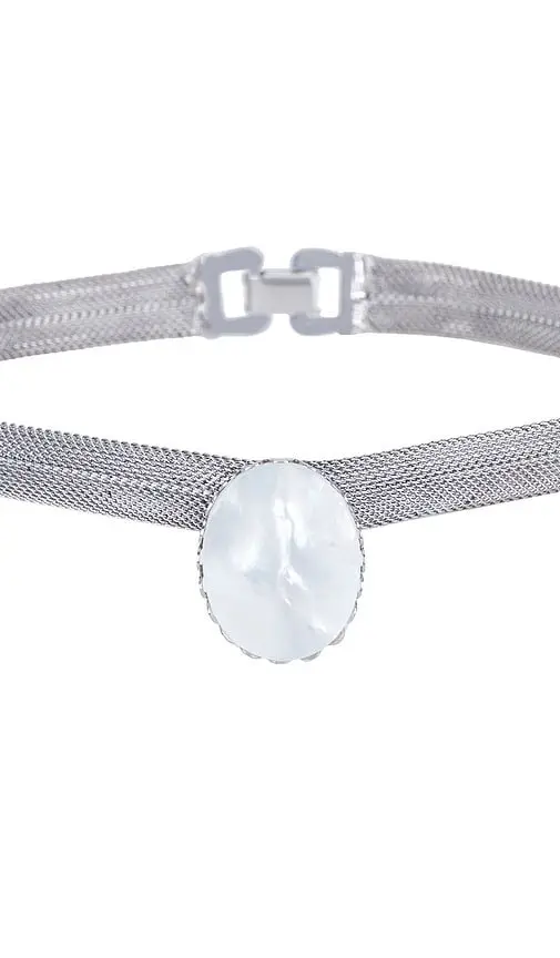 LELET NY Charlotte Mesh Choker With Mother-of-pearl Pendant